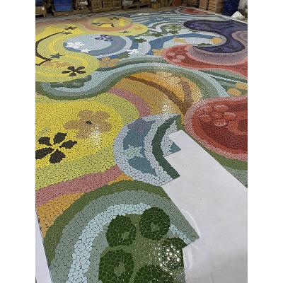 China Hand Cut Glass Stone Mosaic Art Tile Geometric Marble Inlay Wall Floor Design 4mm 6mm 8mm for sale