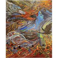China Golden Ceramic Mosaic Wall Mural Woman Oil Painting Art Tile 4mm Custom Size for sale