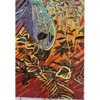 China Golden Ceramic Mosaic Wall Mural Woman Oil Painting Art Tile 4mm Custom Size for sale