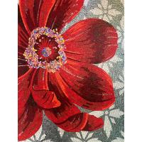 China Custom Red Flower Mosaic Tile Wall Hanging Modern Glass Painting 4mm for Bathroom for sale
