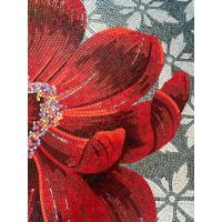 China Custom Red Flower Mosaic Tile Wall Hanging Modern Glass Painting 4mm for Bathroom for sale