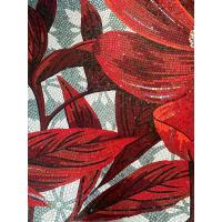 China Custom Red Flower Mosaic Tile Wall Hanging Modern Glass Painting 4mm for Bathroom for sale