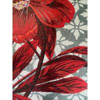 China Custom Red Flower Mosaic Tile Wall Hanging Modern Glass Painting 4mm for Bathroom for sale