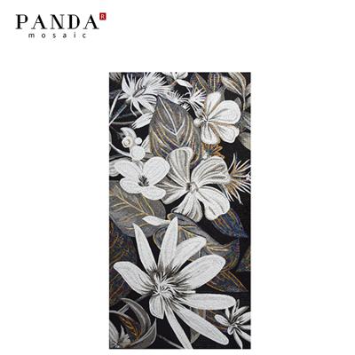 China Glass Mosaic Tile Mural Flower Design 15x15mm Chip for Bathroom Wall Decoration for sale