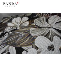 China Glass Mosaic Tile Mural Flower Design 15x15mm Chip for Bathroom Wall Decoration for sale