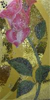 China Handmade Glass Mosaic Wall Art Pink Rose Flower Mural Tile Custom Size for sale