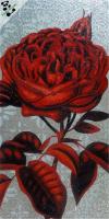 China Handmade Glass Mosaic Wall Art Pink Rose Flower Mural Tile Custom Size for sale