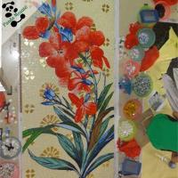 China Handmade Glass Mosaic Wall Tile Flower Mural Art for Kitchen Backsplash Custom Size SMM18-A for sale