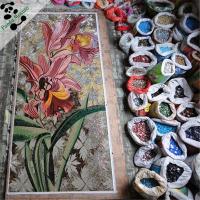 China Handmade Glass Mosaic Tile Flower Wall Murals Decorative Bedroom Wall Art Custom Size SMM12-A for sale