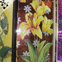 China Flower Glass Mural Mosaic Art Tile Handmade Customized For Villa for sale