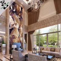 China Iridescent Flower Handmade Glass Mosaic Tile Backsplash Wall Art Murals Custom Size for sale