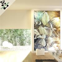 China Iridescent Flower Handmade Glass Mosaic Tile Backsplash Wall Art Murals Custom Size for sale