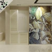 China Iridescent Flower Handmade Glass Mosaic Tile Backsplash Wall Art Murals Custom Size for sale