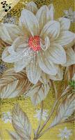 China Handmade Glass Mosaic Tile Wall Art Flower Painting Golden Mosaic Murals Custom Size for sale