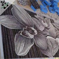 China Handmade Glass Mosaic Mural Purple Flower Design Custom Size Art Tile for Home Decor for sale