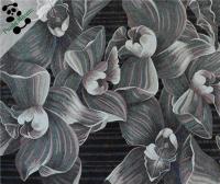China Handmade Glass Mosaic Mural Purple Flower Design Custom Size Art Tile for Home Decor for sale