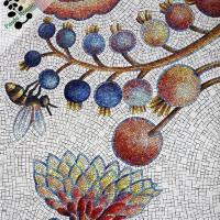 China Handmade Glass Mosaic Mural Wall Flower Tiles for Kitchen Backsplash Custom Size for sale