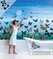 China Handmade Glass Mosaic Tile Butterfly Pattern Wall Art for Bathroom Decor Custom Size for sale
