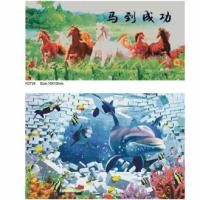 China Handmade Glass Mosaic Mural Tile Natural Wave Scenery Art 4mm for Living Room Wall for sale
