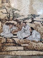 China Tree Bird Natural Marble Mosaic Tile Wall Murals TV Background Decorative for sale