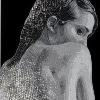 China Custom Glass Mosaic Tile Wall Mural Sexy Lady Art Decorative Panel for Living Room Bathroom for sale