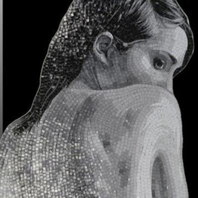 China Custom Glass Mosaic Tile Wall Mural Sexy Lady Art Decorative Panel for Living Room Bathroom for sale