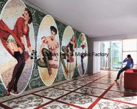 China Handmade Glass Mosaic Tile Wall Mural Sexy Lady Portrait Custom Size for Bathroom for sale