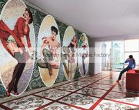 China Handmade Glass Mosaic Mural Sexy Girl Portrait Custom Size Interior Wall Tile Art for sale