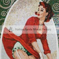 China Handmade Glass Mosaic Mural Sexy Girl Portrait Custom Size Interior Wall Tile Art for sale