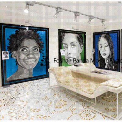 China Premium Handcut Mosaic Glass Tile Wall Mural African Girl Mosaic Picture 4mm Custom Size for sale