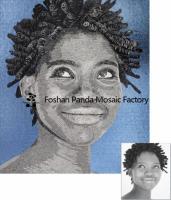 China Premium Handcut Mosaic Glass Tile Wall Mural African Girl Mosaic Picture 4mm Custom Size for sale
