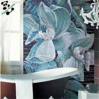 China Chinese Handmade Mosaic Glass Tile Backsplash Green Flower Mural Custom Size 10mm for sale