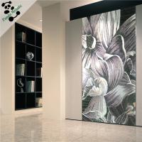 China Chinese Handmade Mosaic Glass Tile Backsplash Green Flower Mural Custom Size 10mm for sale