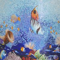 China Customized 20x20mm Glass Mosaic Pool Tiles Underwater World Hotel Decor for sale