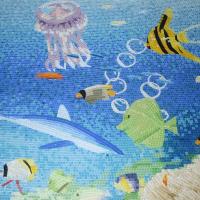 China Customized 20x20mm Glass Mosaic Pool Tiles Underwater World Hotel Decor for sale