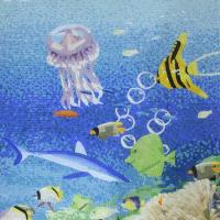 China Customized 20x20mm Glass Mosaic Pool Tiles Underwater World Hotel Decor for sale