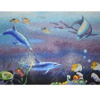 China Ocean Scenery Dolphin Glass Mosaic Pool Tile Anti Frozen Anti Slip Custom Size for sale