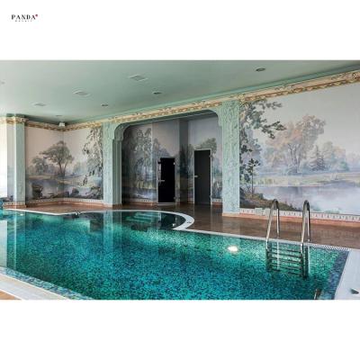 China Custom Green Stone Glass Mosaic Tile 20x20x4 mm for Swimming Pool Acid Proof for sale