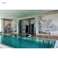 China Custom Green Stone Glass Mosaic Tile 20x20x4 mm for Swimming Pool Acid Proof for sale