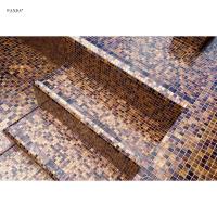 China Custom Green Stone Glass Mosaic Tile 20x20x4 mm for Swimming Pool Acid Proof for sale