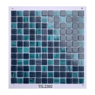 China Square Blue Glass Swimming Pool Mosaic Tile 4mm 6mm 8mm Thickness Custom Size for sale