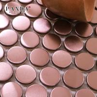 China Rose Gold Pink Metal Mosaic Tile Kitchen Backsplash Wall Cut Tile for sale