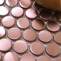 China Rose Gold Pink Metal Mosaic Tile Kitchen Backsplash Wall Cut Tile for sale