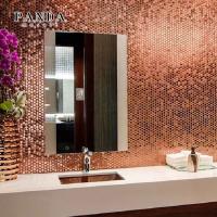 China Rose Gold Pink Metal Mosaic Tile Kitchen Backsplash Wall Cut Tile for sale