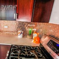 China Rose Gold Pink Metal Mosaic Tile Kitchen Backsplash Wall Cut Tile for sale