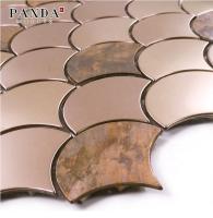 China Brushed Texture Smooth Metal Mosaic Wall Tile Rose Gold Irregular Shape for sale