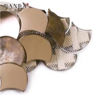 China Brushed Texture Smooth Metal Mosaic Wall Tile Rose Gold Irregular Shape for sale