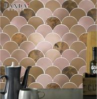China Brushed Texture Smooth Metal Mosaic Wall Tile Rose Gold Irregular Shape for sale