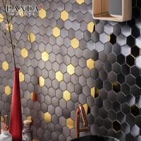 China Texture Bathtub Metal Mosaic Tile Black Hand Cut Bright Finish Solid Colors for sale