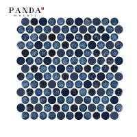 China Blue Penny Round Ceramic Mosaic Tiles 300x300mm Glossy Matte Finish for Kitchen Bathroom Backsplash for sale